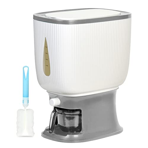 Variety Savings Coutnertop Rice Dispenser β Air Tight Rice Dispenser β Included Measuring Rice Cup & Cleaning Brush β Multipurpose Kitchen Rice Dispenser for Grains Cereal Snacks Nuts & More β 22 lbs - Gray