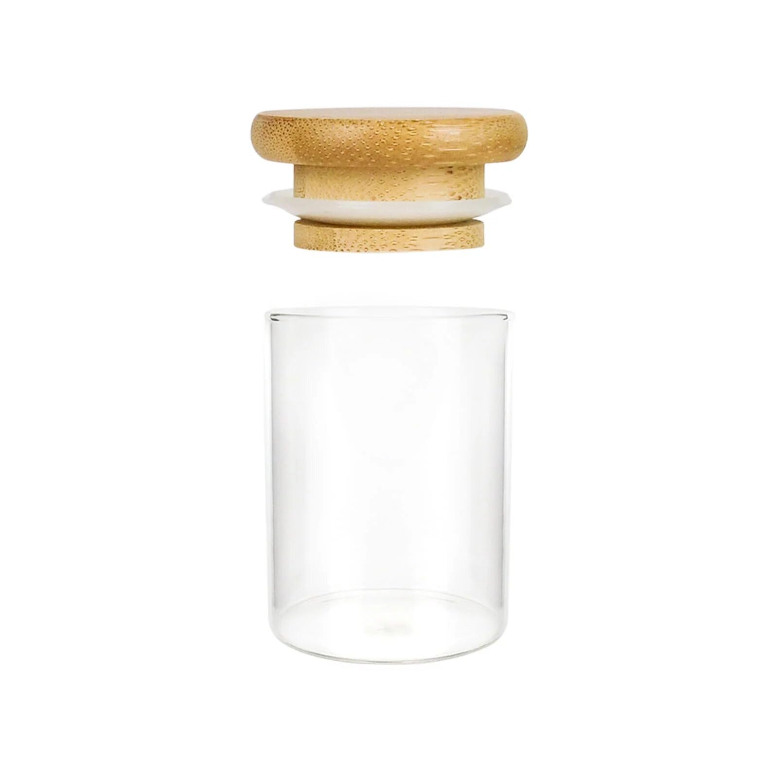 Human Objects 18oz/532ml Bamboo Lid Suction Glass Jars – 28 Grams - 40 Count Airtight Food Storage Containers, for Candles, Spices, Herbs, Serving Candy, Cookie, Rice, Food etc.