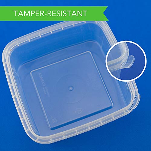 16-oz. Square Clear Deli Containers with Lids | Stackable, Tamper-Proof BPA-Free Food Storage Containers | Recyclable Space Saver Airtight Container for Kitchen Storage, Meal Prep, Take Out | 20 Pack