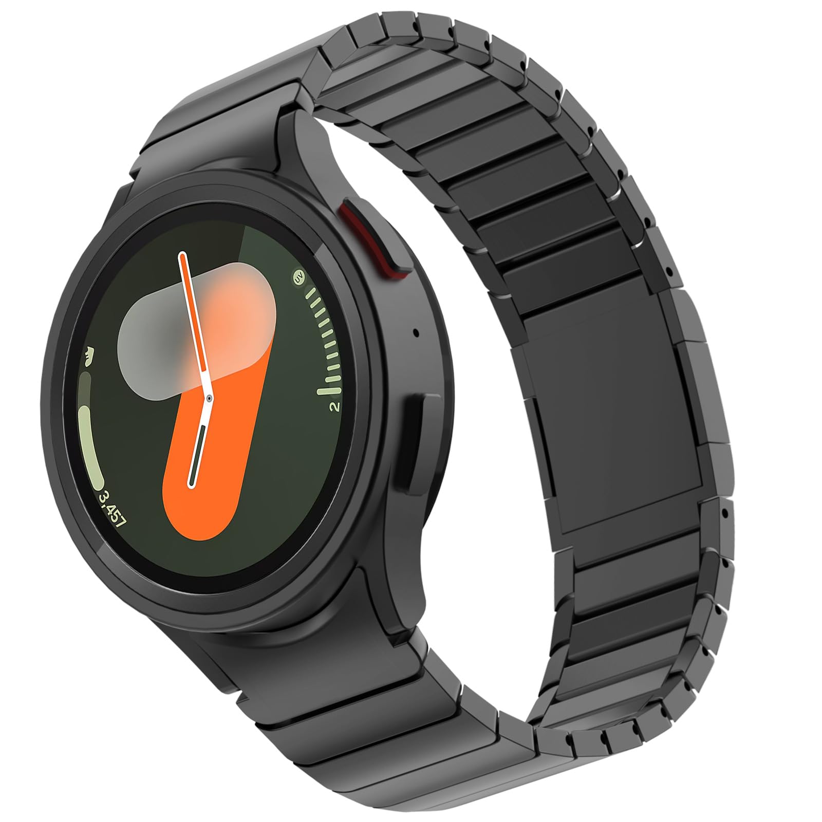 CHANCHY Stainless Steel Band for Samsung Galaxy Watch 7, No Gap Link Bracelet with Magnetic Clasp Metal Strap for Galaxy Watch 7 FE 6 5 4 Band 40mm 44mm 45mm 43mm 47mm 42mm 46mm for Men, Black