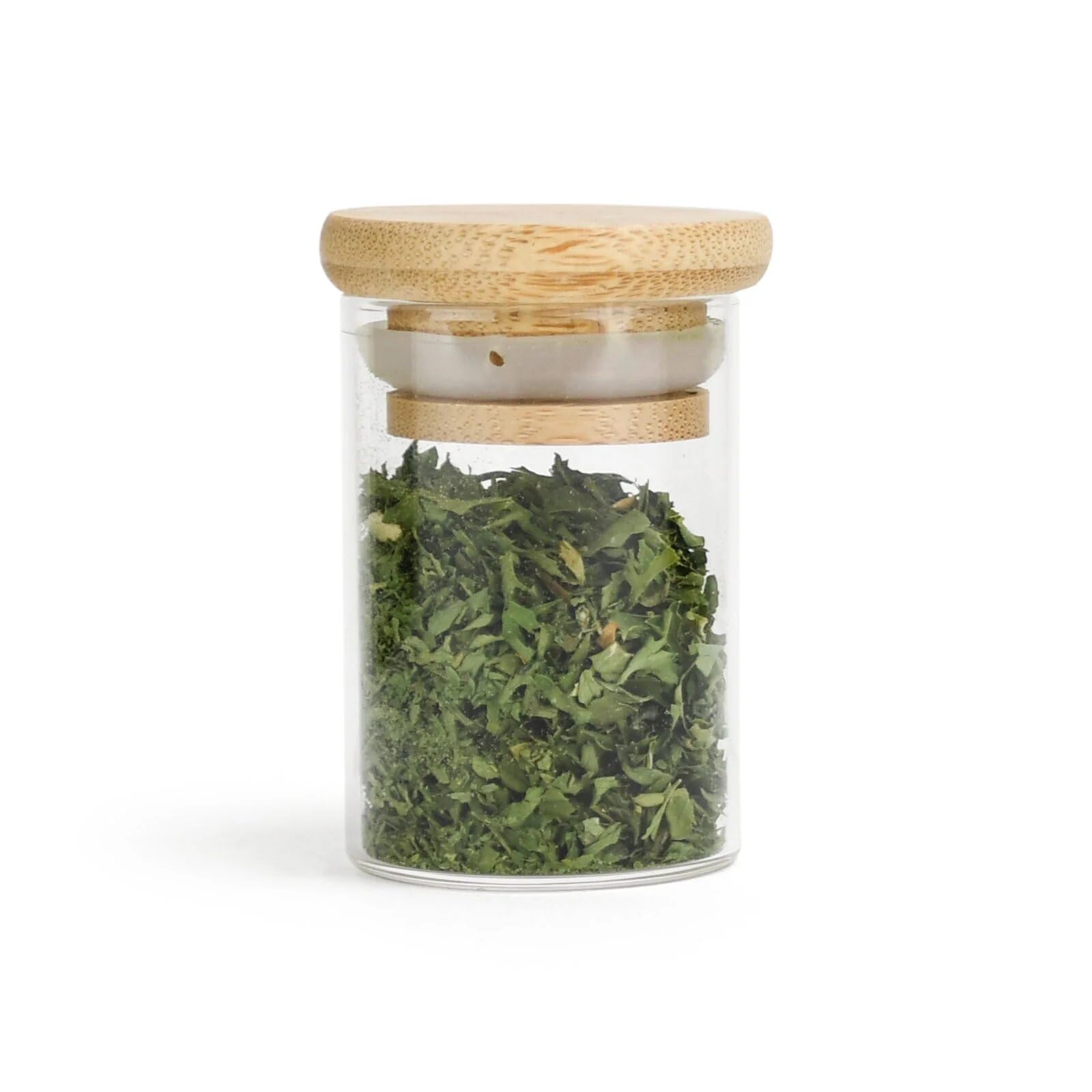 Human Objects 18oz/532ml Bamboo Lid Suction Glass Jars – 28 Grams - 40 Count Airtight Food Storage Containers, for Candles, Spices, Herbs, Serving Candy, Cookie, Rice, Food etc.