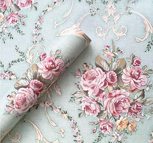 REDODECO Vintage Floral Adhesive Paper Vinyl Shelf Liner Peel Stick Dresser Drawer Sticker Home Deco 17.7inch by 118inch (Multi-Flower3)