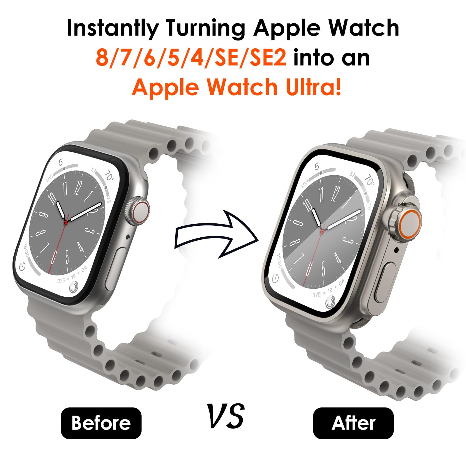 Wingle 2 in 1 Waterproof Case for Apple Watch Series 9 8 7 45mm Screen Protector【Looks Like Apple Watch Ultra】, 2 Pack iWatch Face Cover + Back Bumper with Tempered Glass for Men, Titanium