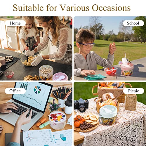 Overnight Oat Containers with Lids and Spoons 2PCS, 20oz Portable Plastic Yogurt Jars, Leak-proof Large Capacity Dessert Cups for Yogurt Breakfast On The Go Cups, Oatmeal Jars Snack Containers