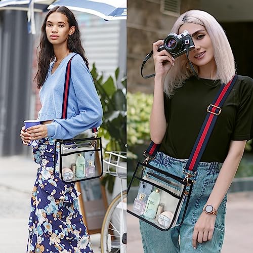 WEIMZC Clear Crossbody Bag Stadium Approved, Adjustable Shoulder Strap Clear Purse Bag for Concerts Sports Events Festivals(Color2)