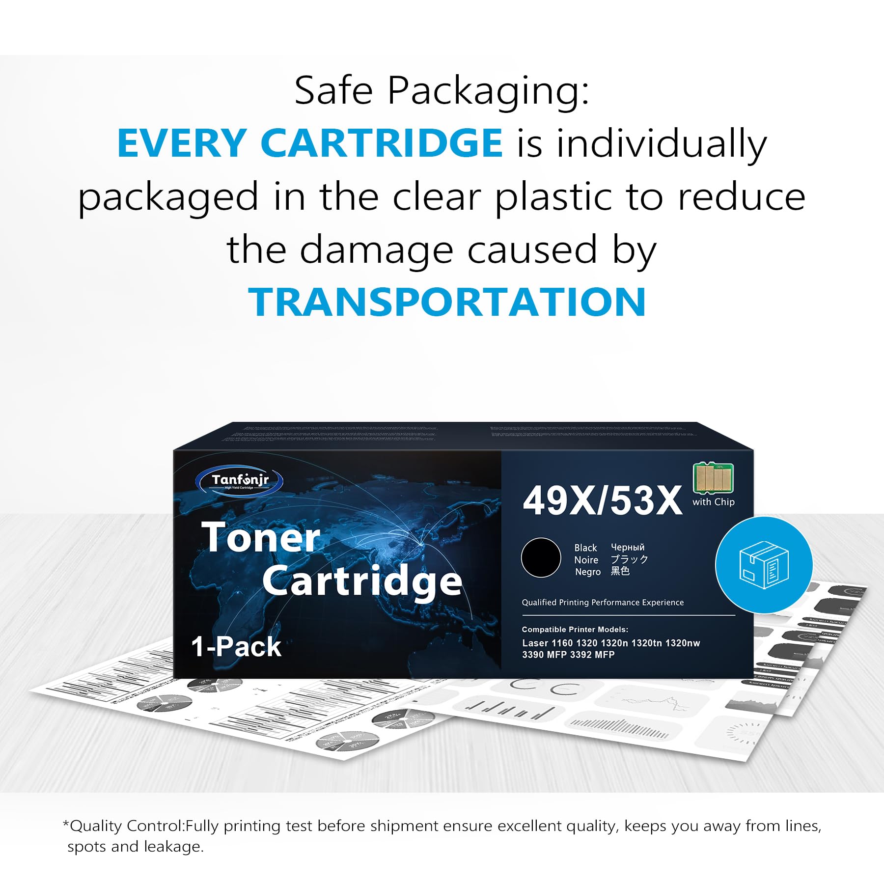 (with Chip) 49X 53X Black Toner Cartridge (Q5949X / Q7553X) Replacement for HP 49X 53X Toner Work with 1320 1320N 1320TN P2015 P2015D P2015DN M2727NF 3390 3392 Printers -1 Pack