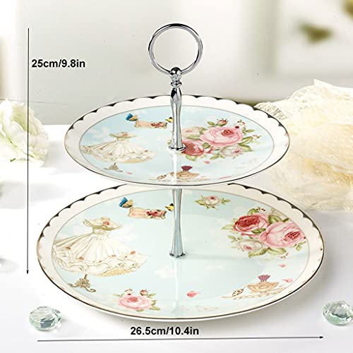 Cake Stand Afternoon Tea Snack Rack Pastry Dessert Rack Ceramic Cake Rack Double Tray Home Snack Tray Retro Fruit Tray Shop Party Cake Holder