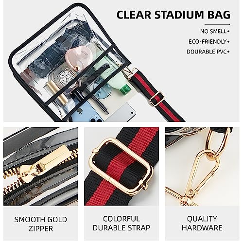 WEIMZC Clear Crossbody Bag Stadium Approved, Adjustable Shoulder Strap Clear Purse Bag for Concerts Sports Events Festivals(Color2)