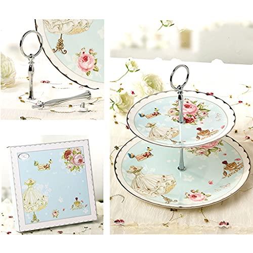 Cake Stand Afternoon Tea Snack Rack Pastry Dessert Rack Ceramic Cake Rack Double Tray Home Snack Tray Retro Fruit Tray Shop Party Cake Holder