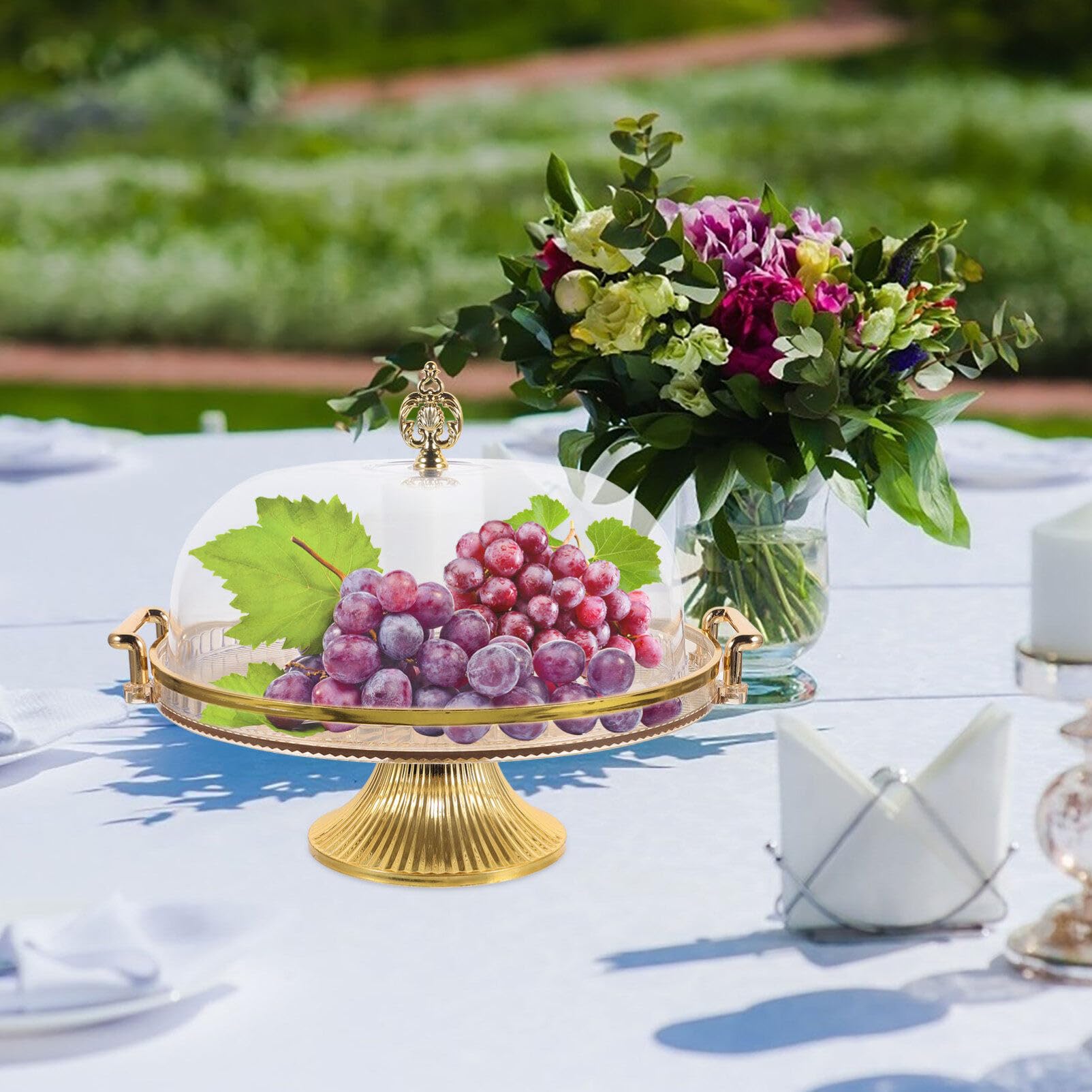 Yardwe Candy Display Rack Wedding Cake Stands Platter Tray Cake Stand with Dome Snacks Serving Tray Dessert Severing Tray Small Fruit Plate Cake Pan Candy Plate Office Container Paper Cup