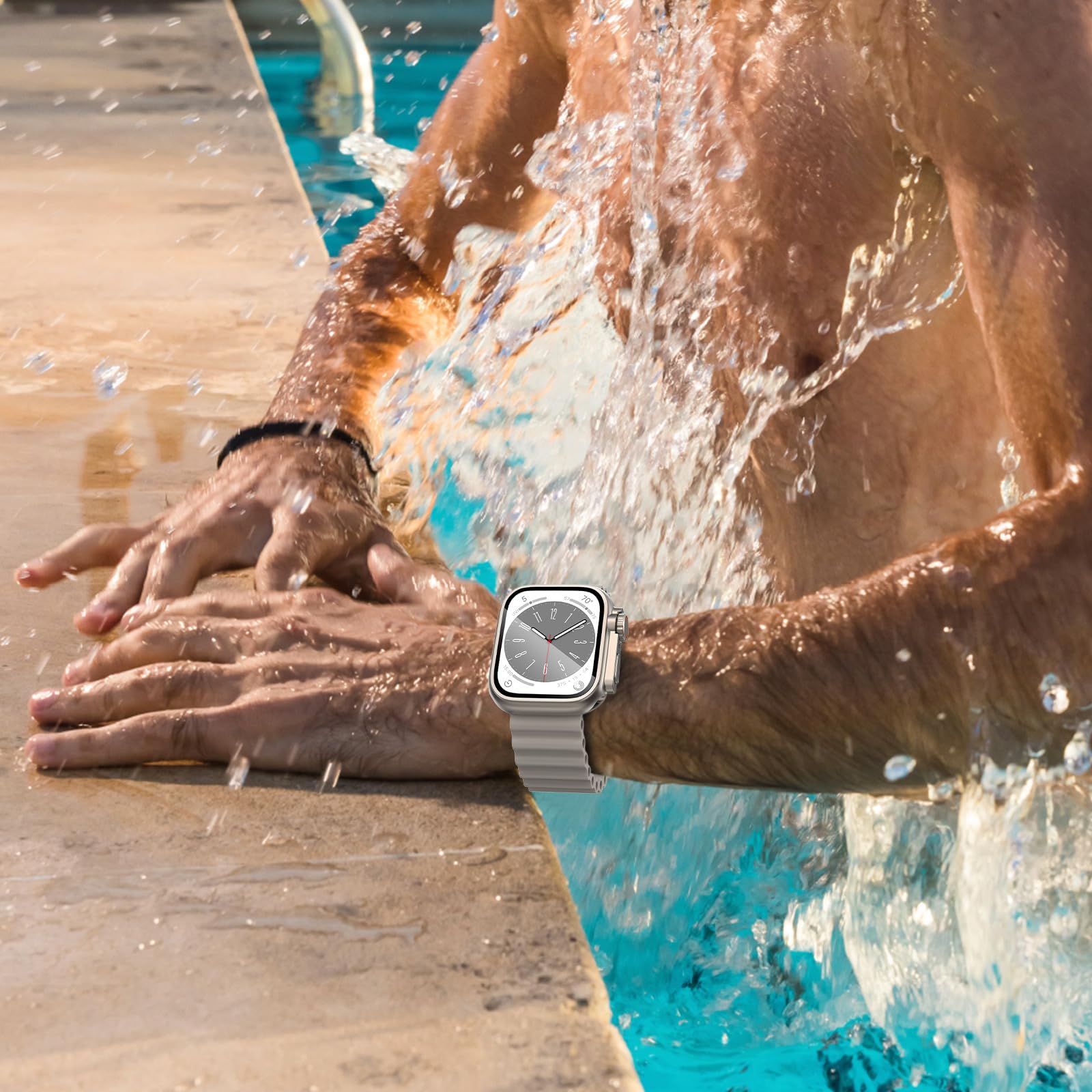 Wingle 2 in 1 Waterproof Case for Apple Watch Series 9 8 7 45mm Screen Protector【Looks Like Apple Watch Ultra】, 2 Pack iWatch Face Cover + Back Bumper with Tempered Glass for Men, Titanium