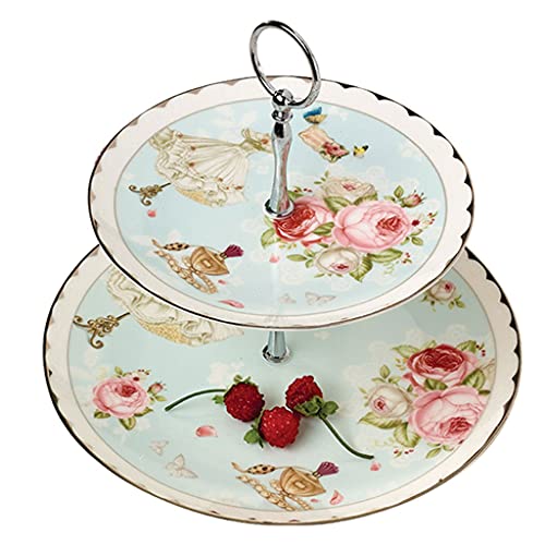 Cake Stand Afternoon Tea Snack Rack Pastry Dessert Rack Ceramic Cake Rack Double Tray Home Snack Tray Retro Fruit Tray Shop Party Cake Holder
