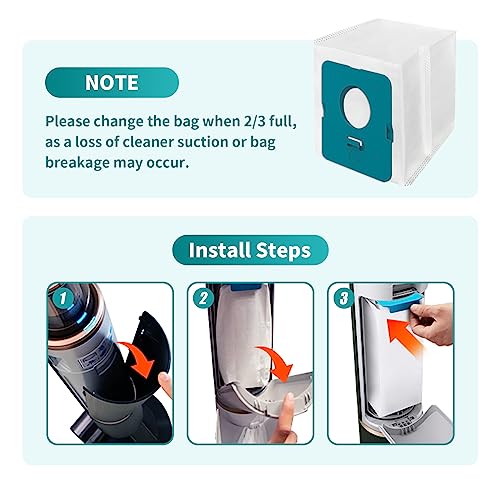 BYOFI VCA-ADB95 Dust Bag Replacement Compatible with Samsung Bespoke Jet VCA-ADB95 Cordless Stick Clean Station Vacuum 6 Pack Bags Accessories