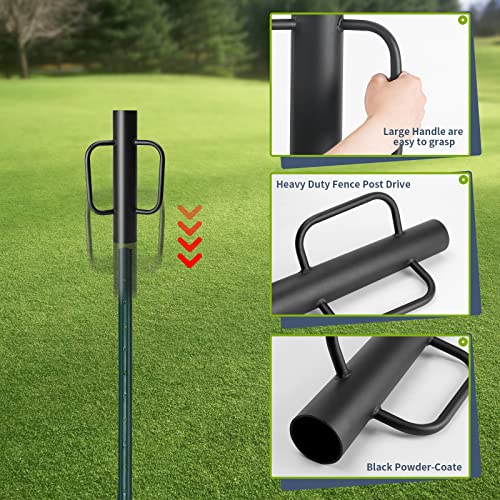 Nrspp Black Fence Post Driver,16.5 Inch T Post Driver,Hand Post Pounder with Handle,12 LB Heavy Duty Post Hole Diggers