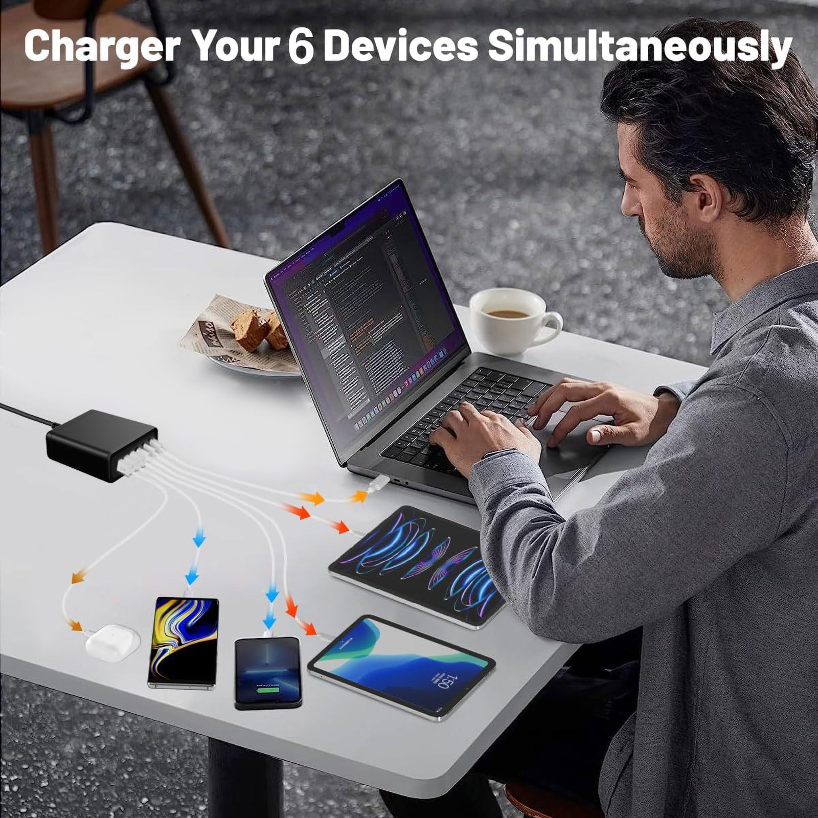 USB C Charger Block, Fast Charging Station,GaN 160w Multiple Port Fast Charging Station USB C Wall Charger Block Comaptible for MacBook Surface Thinkpad Dell Steam Deck iPad iPhone 14 13 12 Pro Max