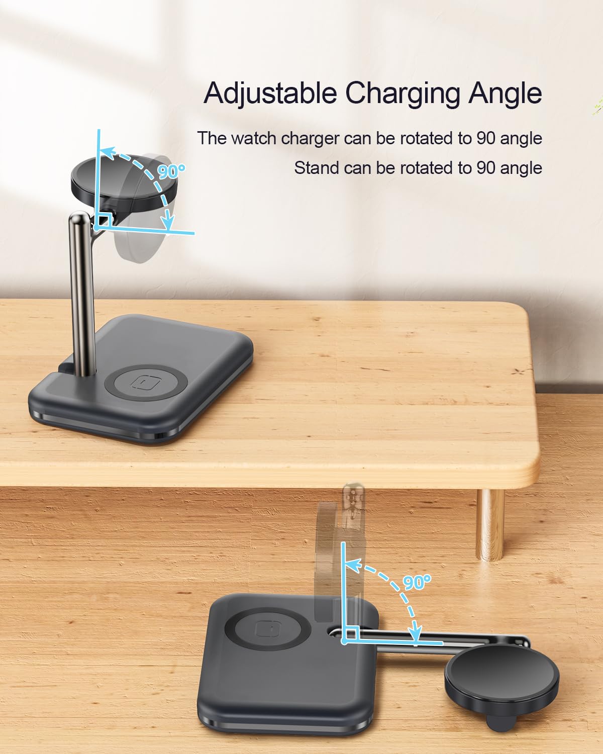 MAKAQI 2 in 1 Charger Stand for Samsung Watch and Earbuds, Foldable Charging Dock Compatible With Galaxy Watch 7/6 Classic/5/5 Pro/5 Classic/4/3/Active 2/1 & Galaxy Buds 2/2Pro/Live