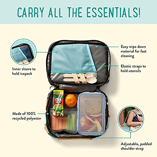 PlanetBox Rover Stainless Steel Bento Lunch Box with 5 Compartments for Adults and Kids, Space Animals Carry Bag and Magnets