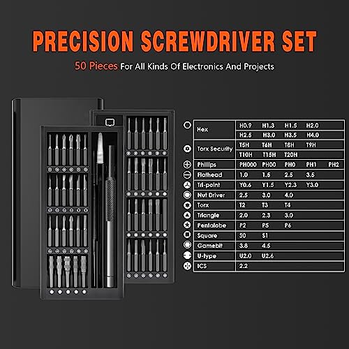 Screwdriver Set 50 in 1 Small Screwdriver Set With Case, Micro Screwdriver Set - Repair Kit for Computer, I Phone, Macbook, PS4, PS5, Xbox Controller Repair Kit