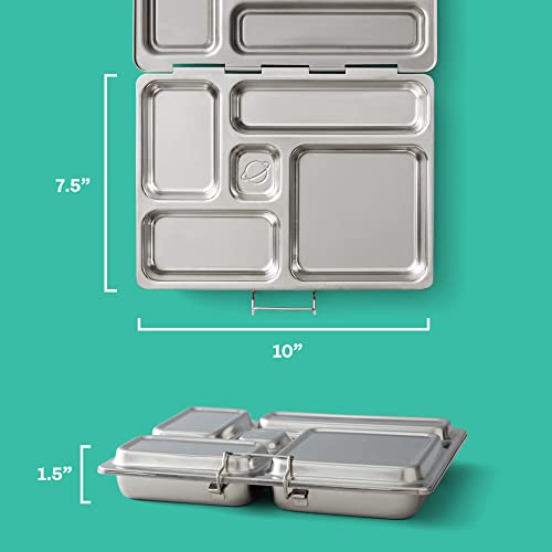 PlanetBox Rover Stainless Steel Bento Lunch Box with 5 Compartments for Adults and Kids, Space Animals Carry Bag and Magnets