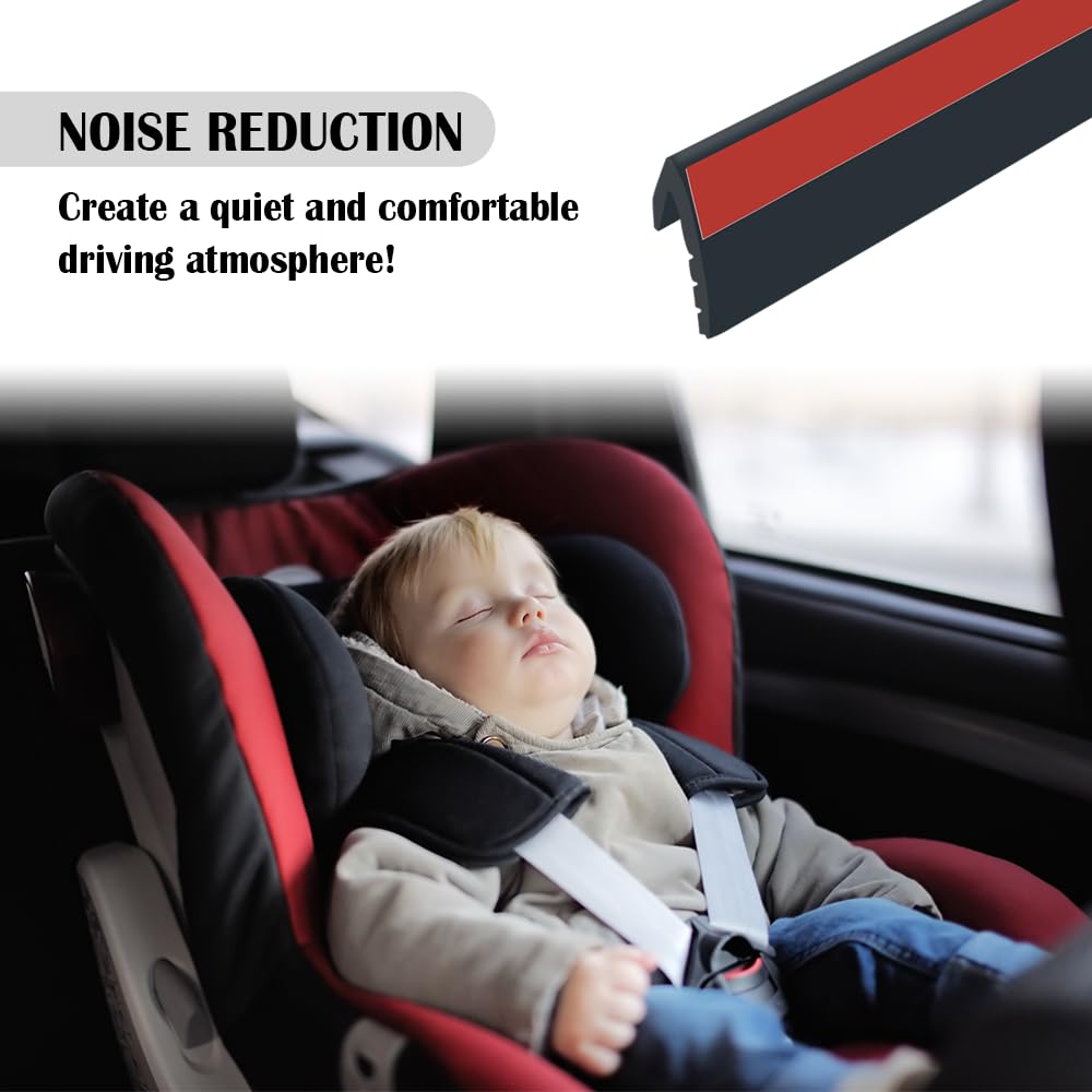 13Ft Car Door Rubber Seal Strip,Silent & Dustproof Rubber Car Window Seal Strip,Universal V-Shaped Self Adhesive Automotive Window Seals Trim with Installation Tool