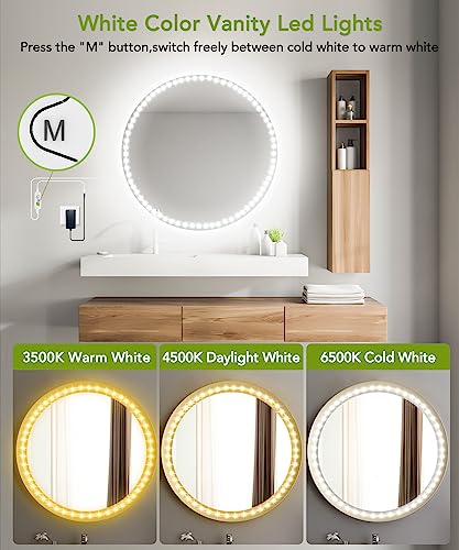13ft Bendable Vanity Lights for Mirror, LED Makeup Light Strip With Dimmer and Power Supply, Ultra Bright White for Desk & Bathroom, Mirror Not Included