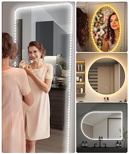 13ft Bendable Vanity Lights for Mirror, LED Makeup Light Strip With Dimmer and Power Supply, Ultra Bright White for Desk & Bathroom, Mirror Not Included