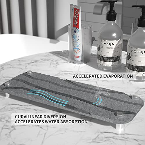 LLOBEW Sink Caddy，Instant Dry Sink Organizer Bathroom Organizer，Diatomaceous Earth Kitchen Sink Organizer Lotions Bottle Drying Rack