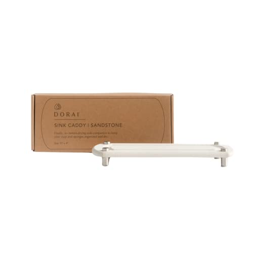 Dorai Home Sink Caddy – Dries Instantly and Prevents Moisture Buildup – Stainless Steel Feet with Rubber Bottom – Functional Design Created for The Modern Home – Sandstone