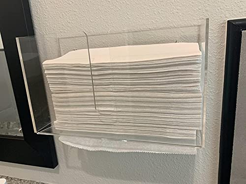 Cq acrylic Wall Mount Paper Towel Dispenser with Lid,Clear Folded Paper Towel Holder for Bathroom Toilet and Kitchen,Suitable for Z-fold, C-fold or Multi-Fold Paper Towels,Pack of 1