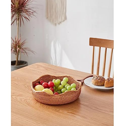 Rattan Decorative Fruit & Bread Bowl - Honey Brown, 10" Woven Round Basket