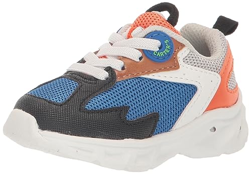 Carter's Kids Adusa Light-Up Sneaker, Blue/Orange, 12 US Unisex Toddler