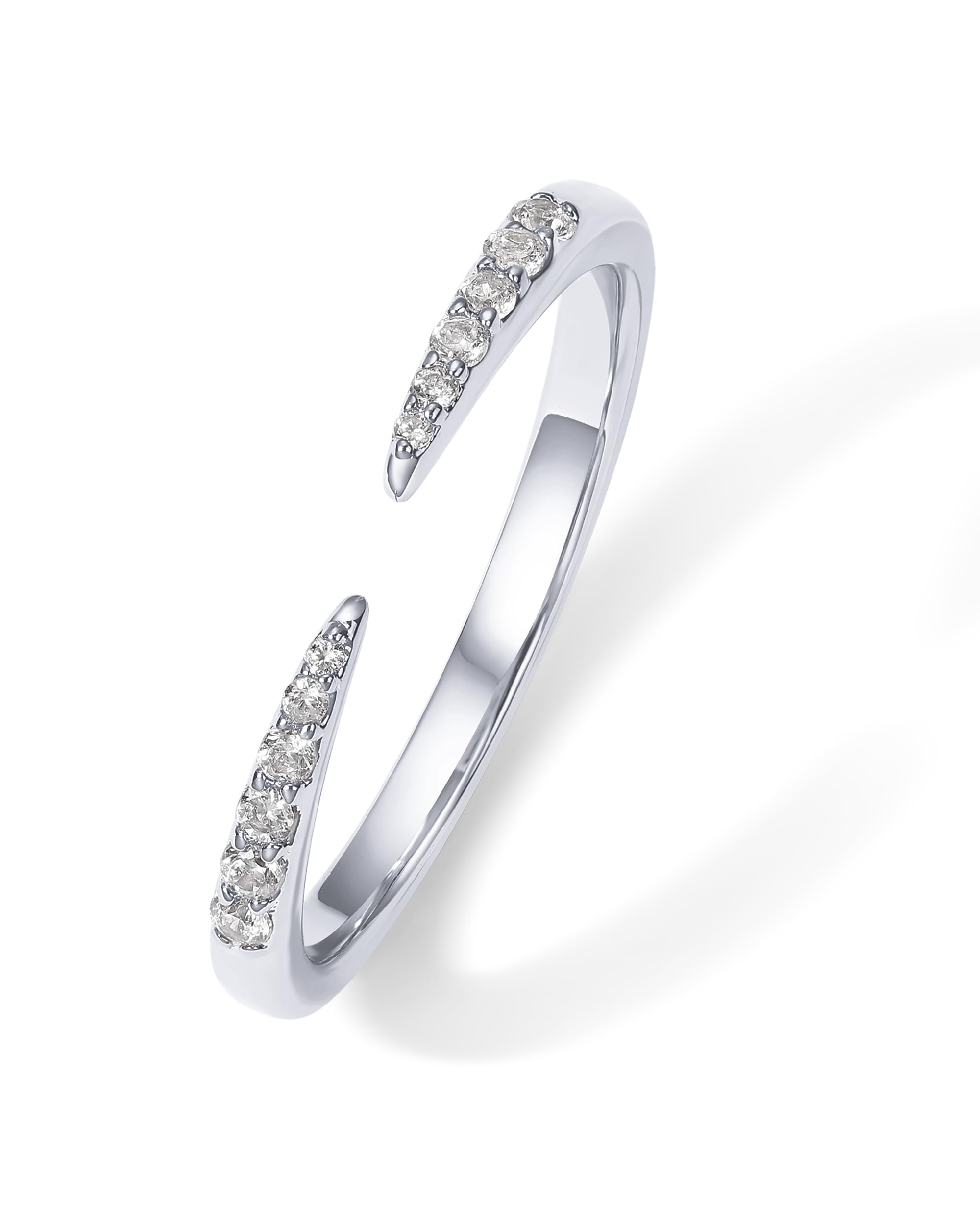 PAVOI 18K White Gold Plated Open Eternity Ring | Cubic Zirconia Stacking Bands for Women | Dainty Stackable Rings for Women | Size 9