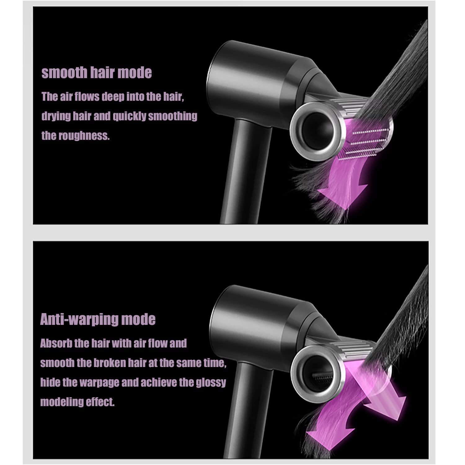 Anti-Flight Flyaway Attachment Nozzle with Wide Tooth Comb 2 in 1 Function for Dyson Hair Dryer attachments - Accessories for Supersonic Hair Dryer HD01 HD02 HD03 HD04 HD08