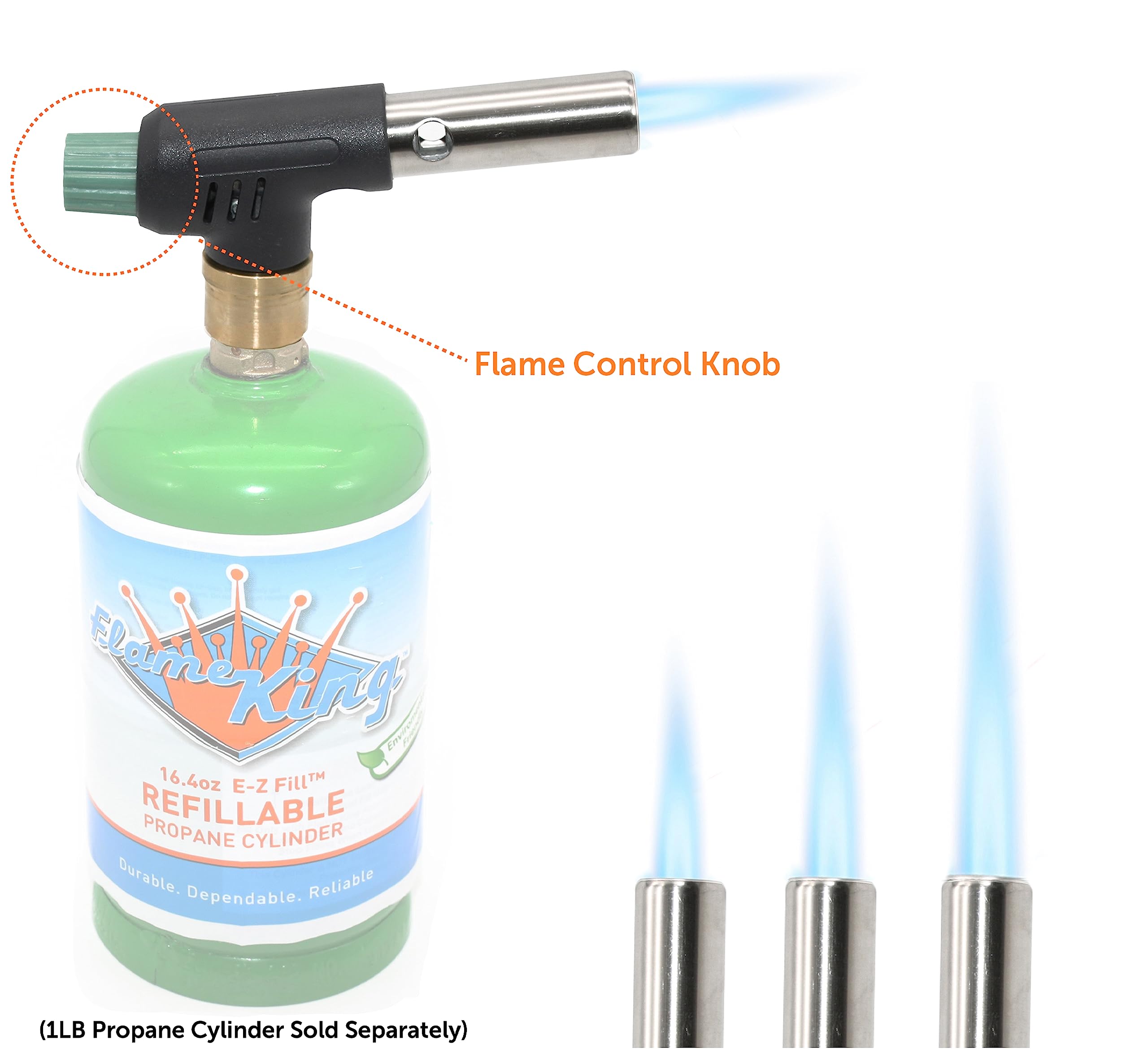 Flame King FK-PV777CGA Mini Propane Blow Torch Head 10,000 BTU for Kitchen, Soldering, Searing, Charcoal/Fire Pit Lighting