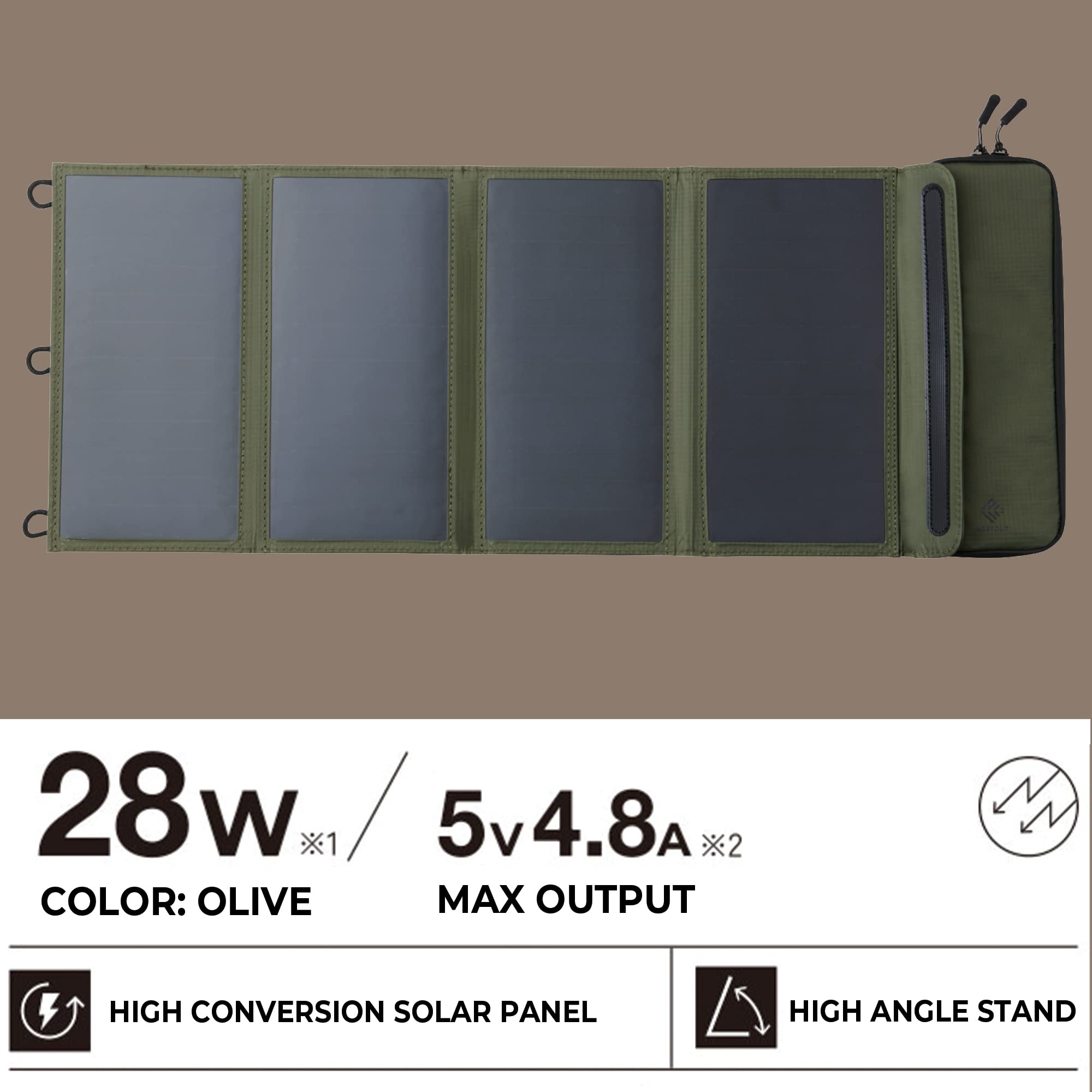 ELECOM NESTOUT 15000mAh Outdoor Power Bank + 4-Panel Solar Panel Charger + Flash-1 LED Flash Light Panel 1000 Lumen - Blue Gray