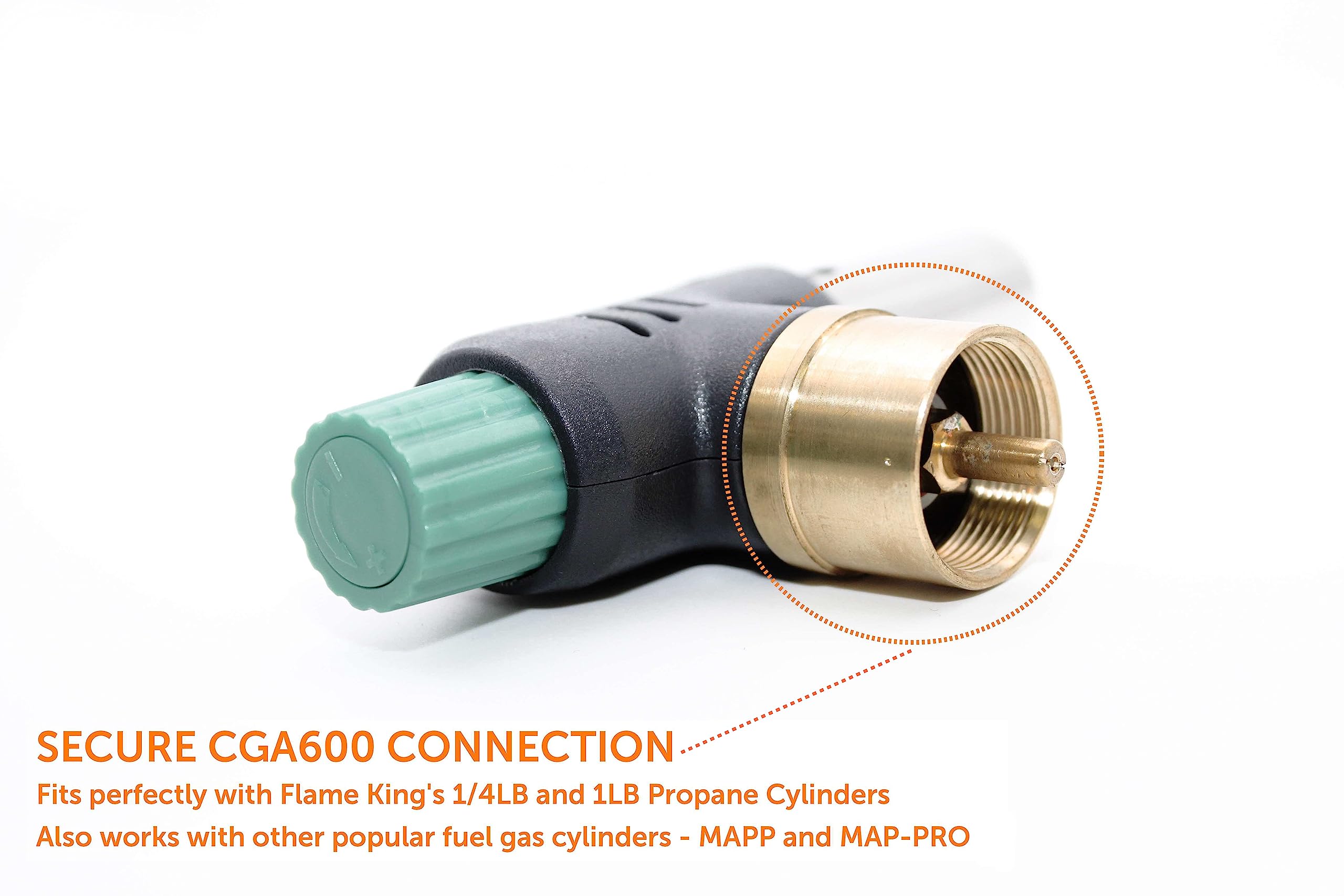 Flame King FK-PV777CGA Mini Propane Blow Torch Head 10,000 BTU for Kitchen, Soldering, Searing, Charcoal/Fire Pit Lighting