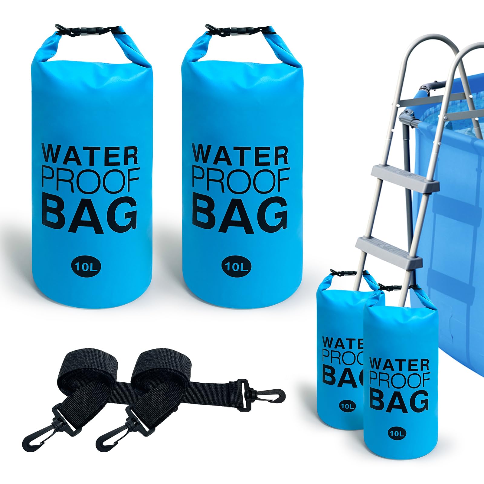 KITCHSTAR Pool Step Weights, Pool Ladder Weights for Above Ground Pools, Waterproof Sand Bags for Pool Steps with Heavy-Duty Nylon & Handle, Work with Above Ground and in-Ground Pool Steps 10Lx2PCS