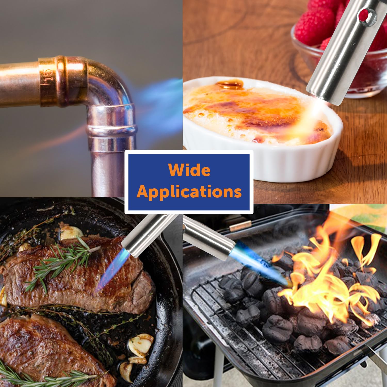 Flame King FK-PV777CGA Mini Propane Blow Torch Head 10,000 BTU for Kitchen, Soldering, Searing, Charcoal/Fire Pit Lighting