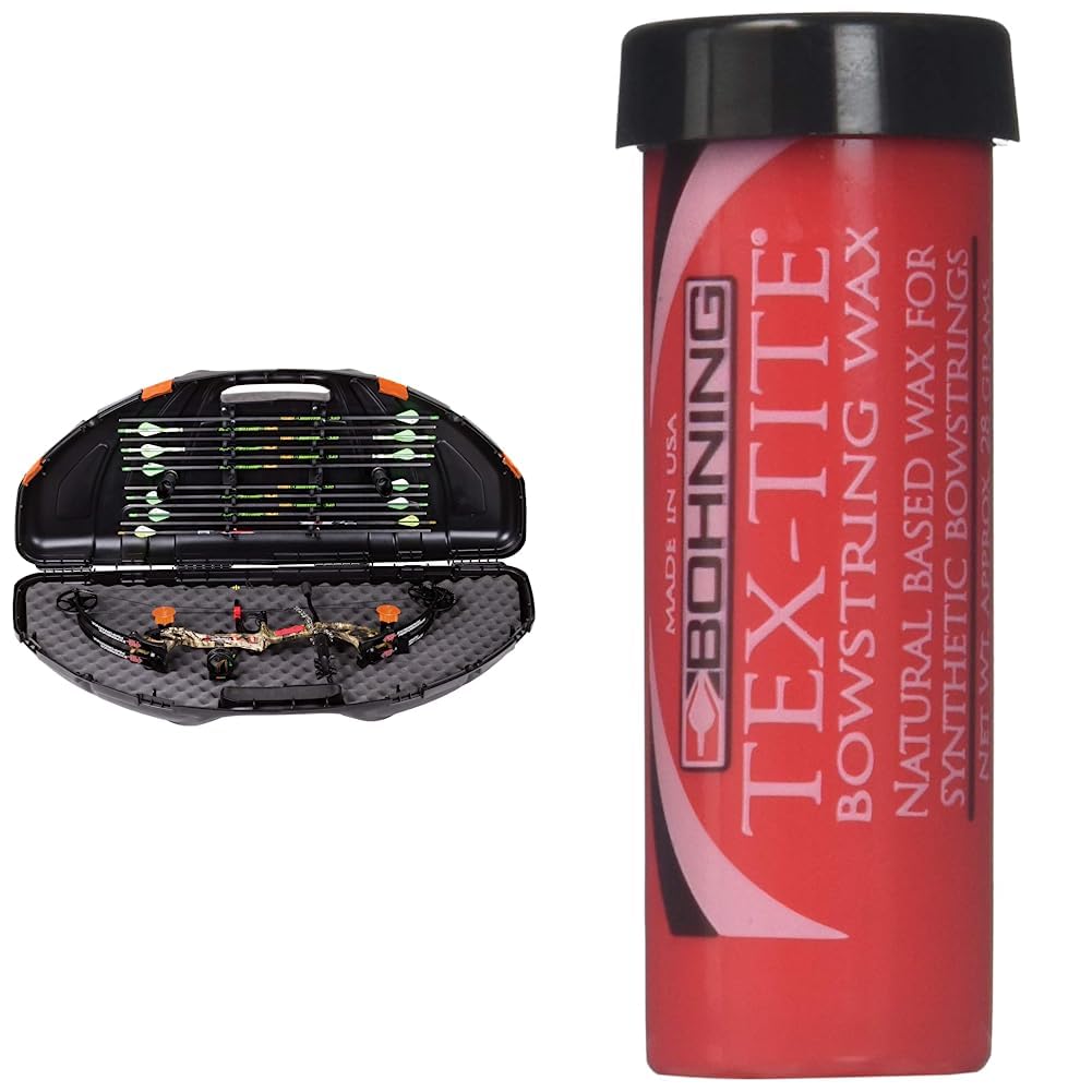 Flambeau Outdoors 6461SC Safe Shot Bow Case, Portable Bow Storage,Black & Bohning 1306 Tex-Tite Bowstring Wax 1oz, Clear