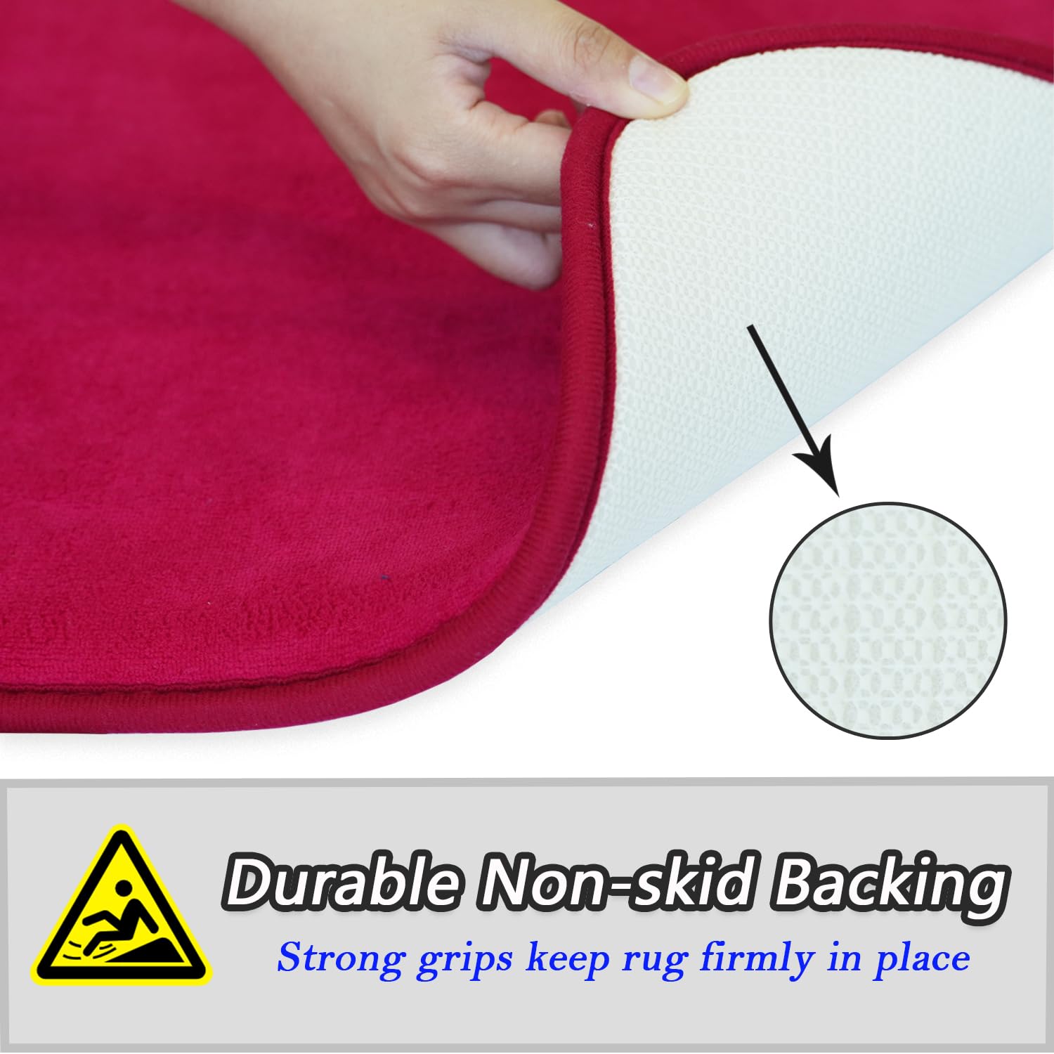 AINAHYVA Christmas Memory Foam Bath Mat Rug 3 Piece Set, Super Absorbent, Strong PVC Non Slip Backing, Bath mats for Bathroom, Plush Shaggy, Thick, Machine Washable, Bathtub, Shower, Toilet, Red