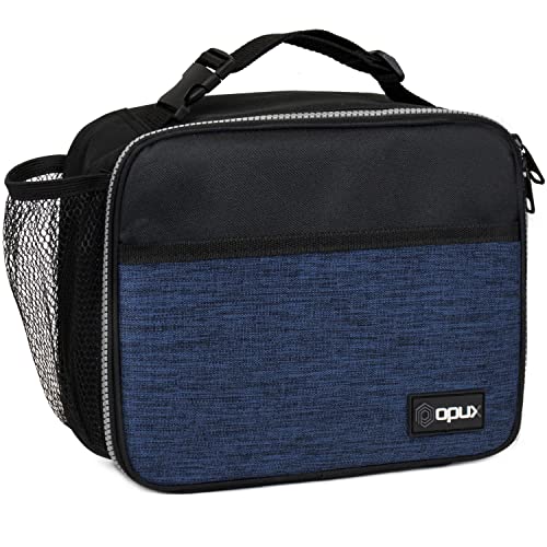 OPUX Insulated Lunch Box for Kids, Boys, Girls | Soft Leakproof Lunch Bag for Men Women | Reusable Durable Thermal Lunch Pail for School Work Office | Fit 6 Cans (Navy)