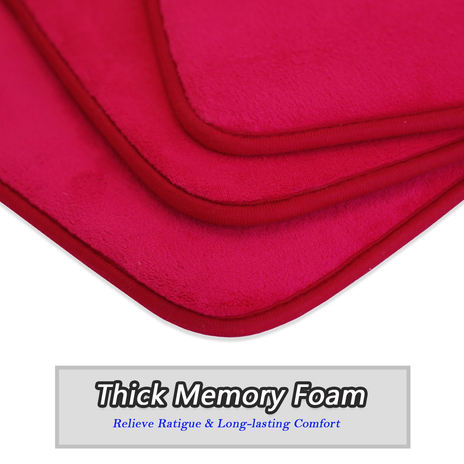 AINAHYVA Christmas Memory Foam Bath Mat Rug 3 Piece Set, Super Absorbent, Strong PVC Non Slip Backing, Bath mats for Bathroom, Plush Shaggy, Thick, Machine Washable, Bathtub, Shower, Toilet, Red