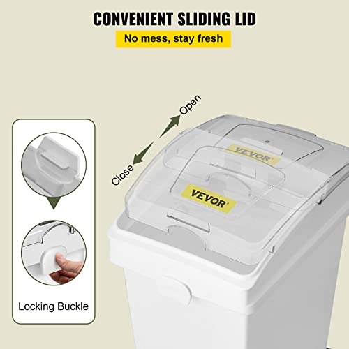 VEVOR Ingredient Bin, 6.6 Gallons Capacity Ingredient Storage Bin, 3 Pcs/Set, PP Material Flour Bins On Wheels, White Shelf Ingredient Bin with Scoop and Sliding Lid, Commercial Storage Bins