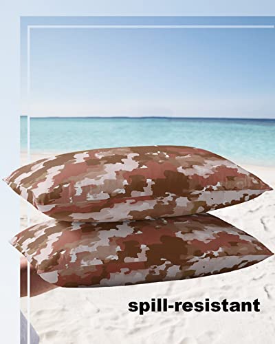 Funnywall88 Waterproof Throw Pillow Covers Set of 2 Camouflage Netting Camo Couch Pillow Cases Outdoor Sofa Cushion Cover Home Decor for Bed Living Room, 20" x 12"