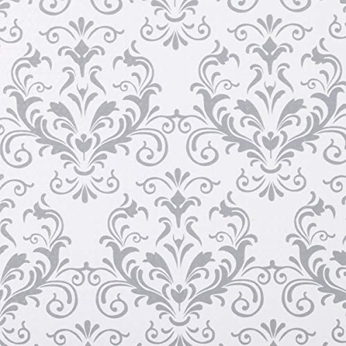 Duck Smooth Top Easy Liner Shelf Liner, Top Cabinet Multipack, 6-Rolls, Each 12" Width, 10' Length, Grey Damask