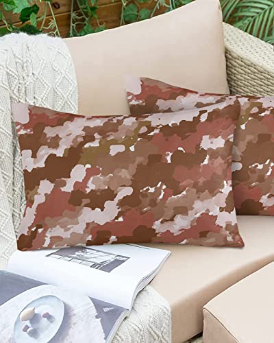 Funnywall88 Waterproof Throw Pillow Covers Set of 2 Camouflage Netting Camo Couch Pillow Cases Outdoor Sofa Cushion Cover Home Decor for Bed Living Room, 20" x 12"