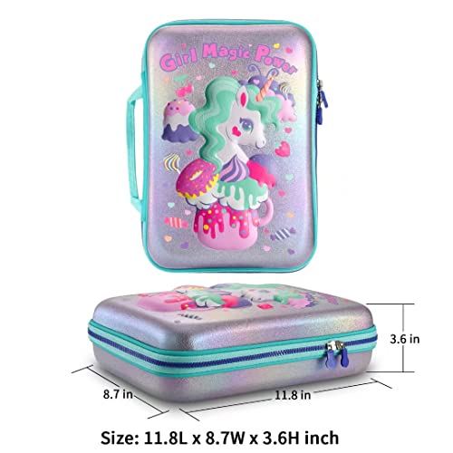 BDBKYWY Unicorn Lunch Bag Lunch Box Set - Insulated Lunch Bag with 4 Compartment Bento Box Ice Pack Water Bottle Silicon Cap Spoon Salad Container for Lunch Kid's School Supplies Ideal for Age 7-15
