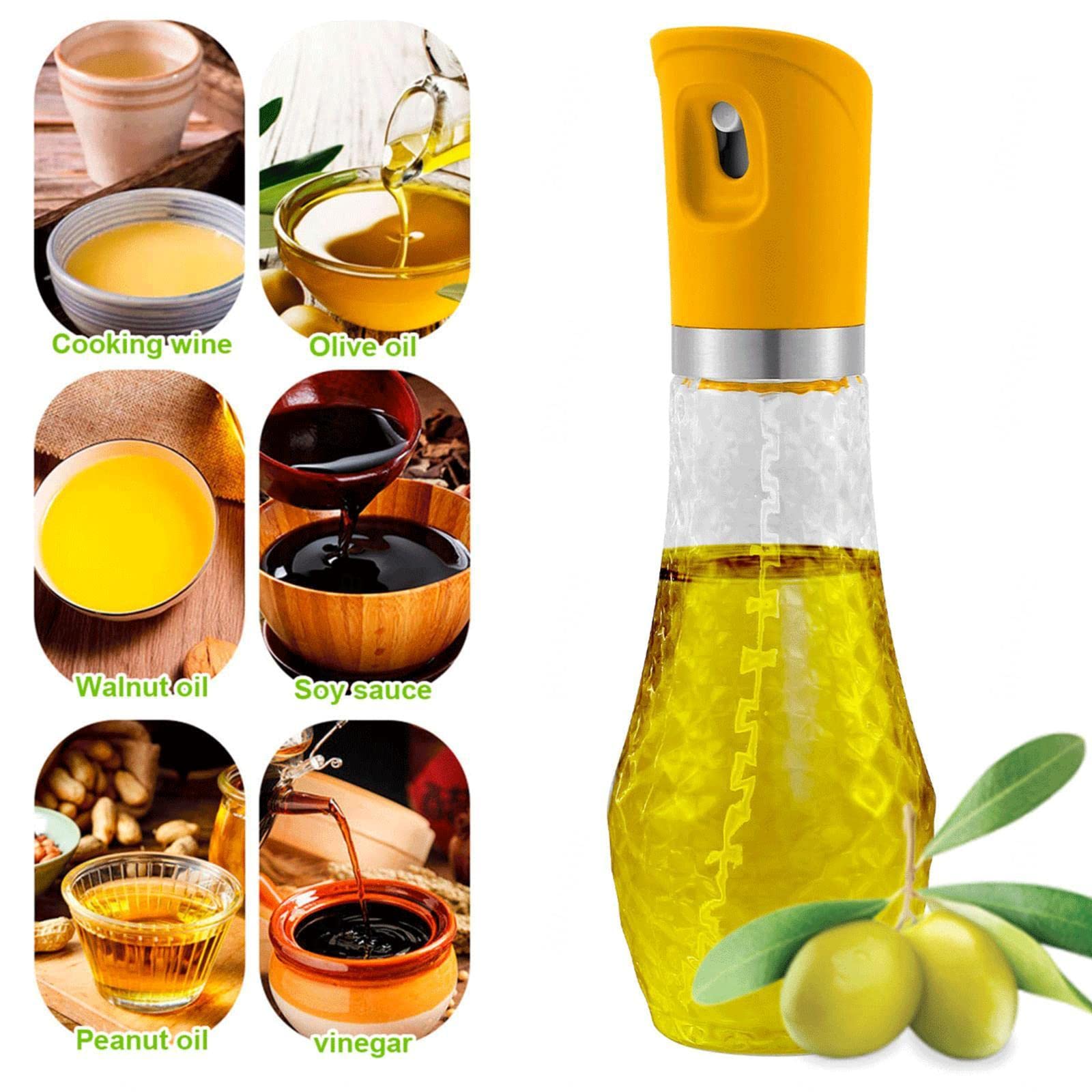 FBITE Oil Mister Spray Bottle for Cooking - Edible Oil Spray, 260ml Refillable Oil Sprayer Bottle Olive Oil Mister Spray Bottle for Cooking for Salad, BBQ, Kitchen Baking, Roasting