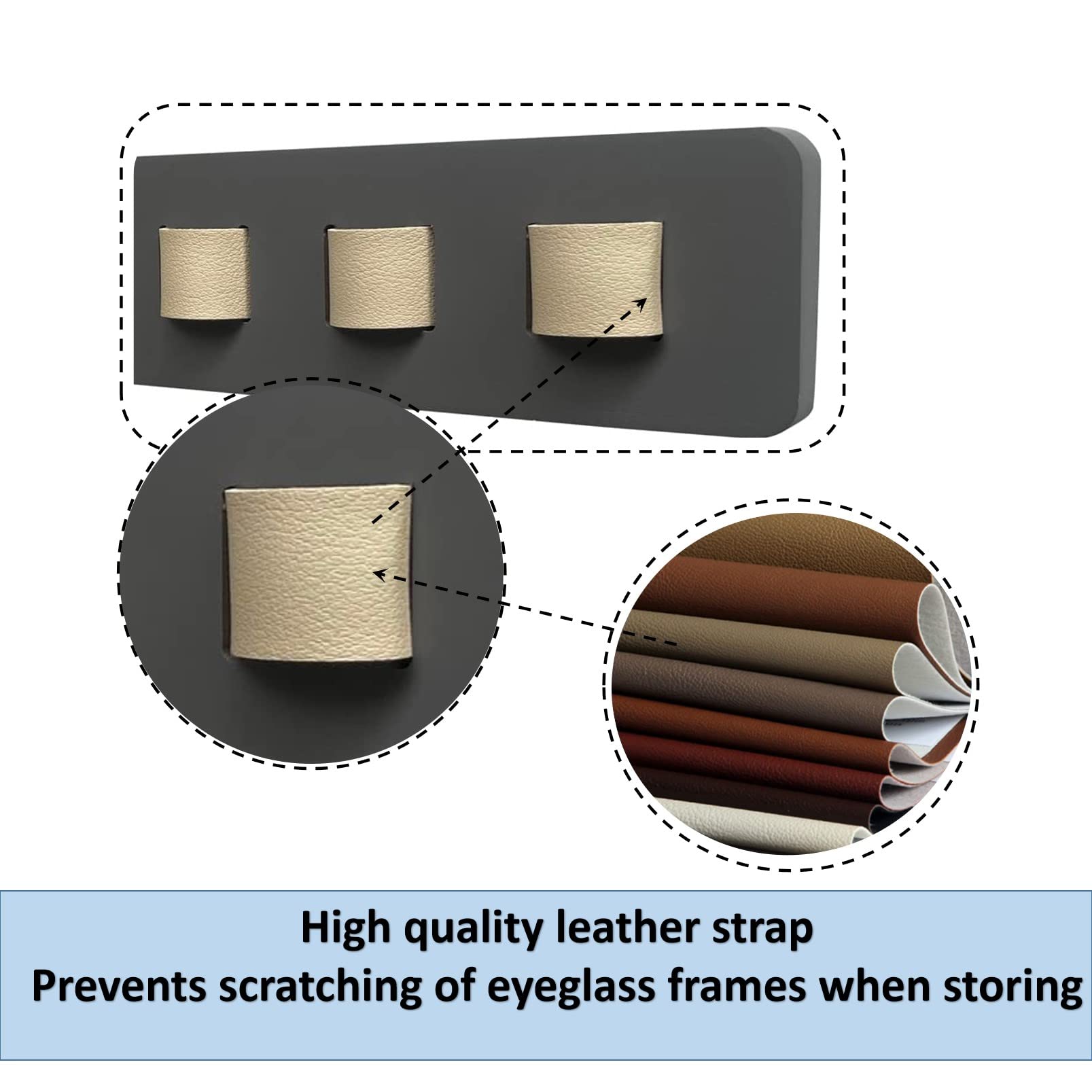 Owowong Sunglasses Organizer,Wood Storage Wall Mounted Eyewear Display,Hanging Sunglasses Storage Rack, Sunglass Holder for Living Room, Bedroom and Study, Home Decor, Black