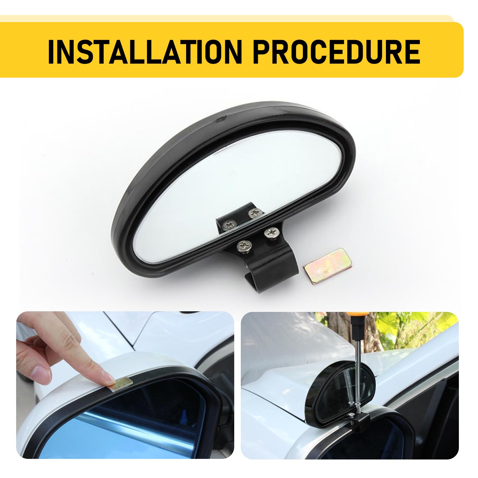 gunhunt 2 PCS Car Blind Spot Mirrors, Universal Wide Angle Mirror, Blindspot Convex Side Eye Mirrors, Car Auxiliary Mirrors, Automotive Body Parts Exterior (Black)